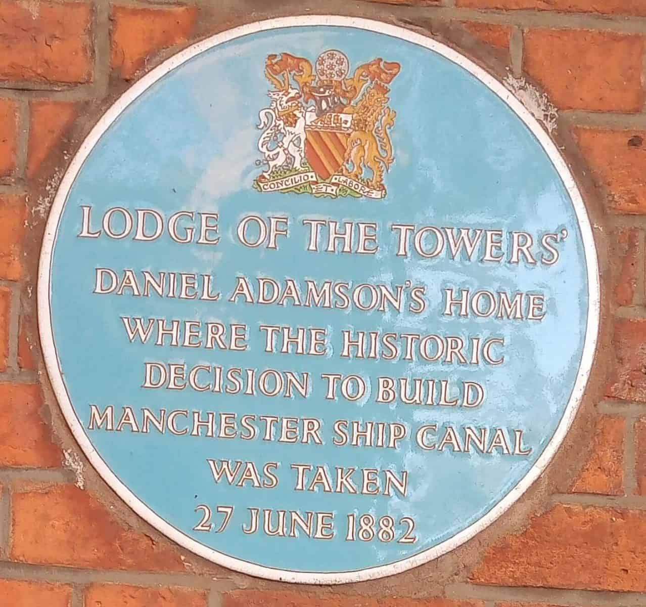 Daniel Adamson Plaque at the Towers | Didsbury Civic Society